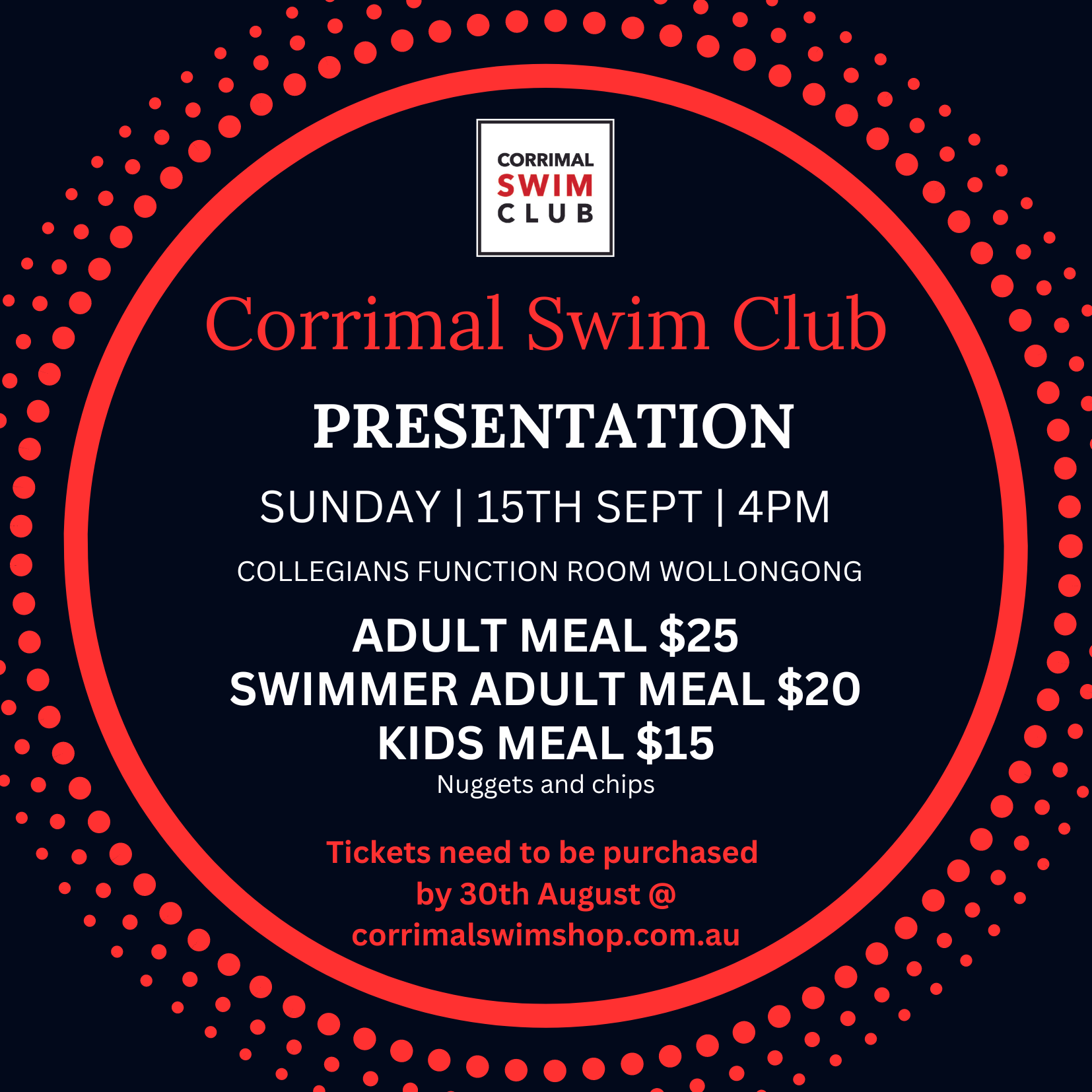 Corrimal Swim Club Presentation Night | Corrimal Swim Shop